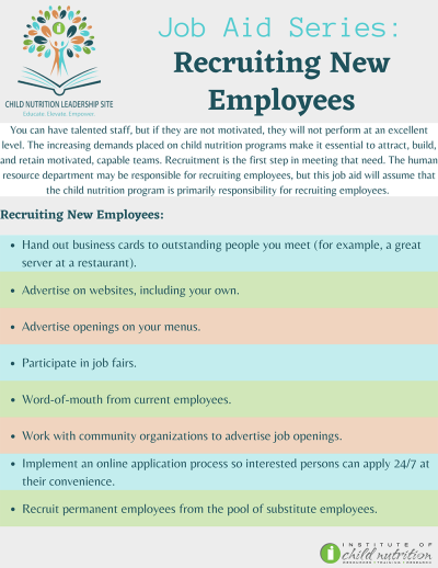 Leadership Job Aids – Institute of Child Nutrition