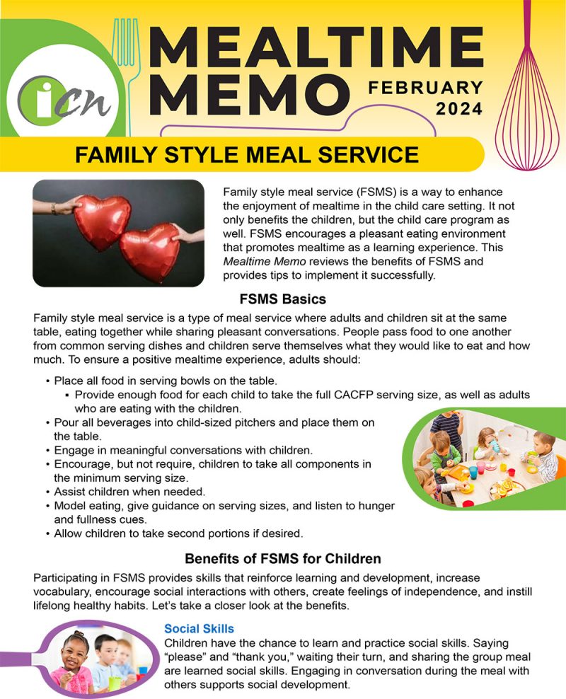 Mealtime Memo – Institute of Child Nutrition