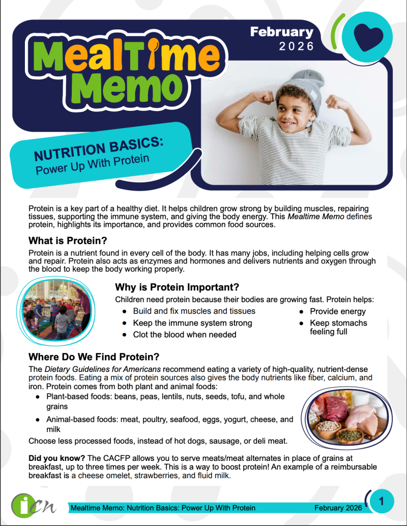 Mealtime Memo – Institute of Child Nutrition